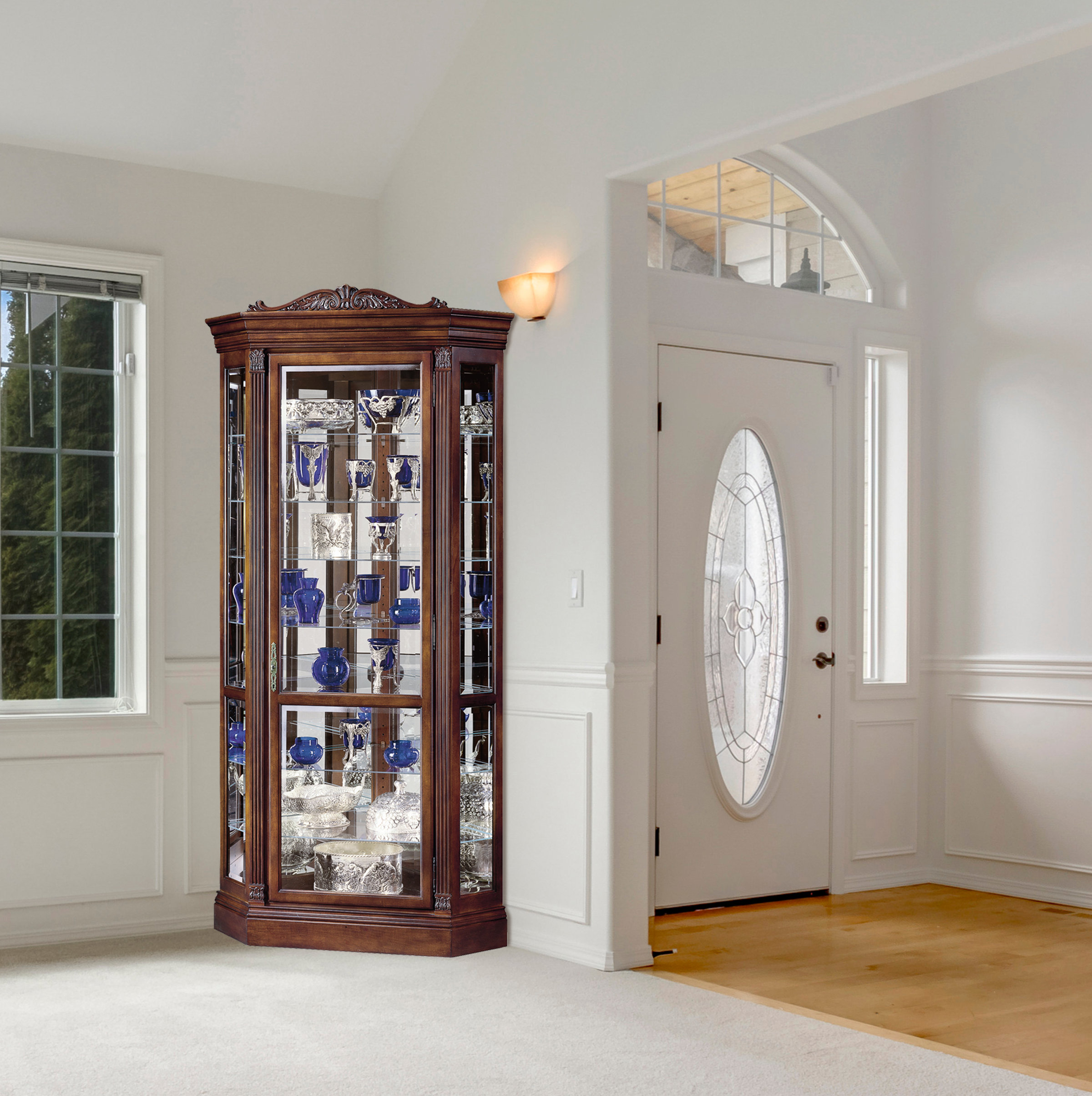 Corner wall curio cabinet store